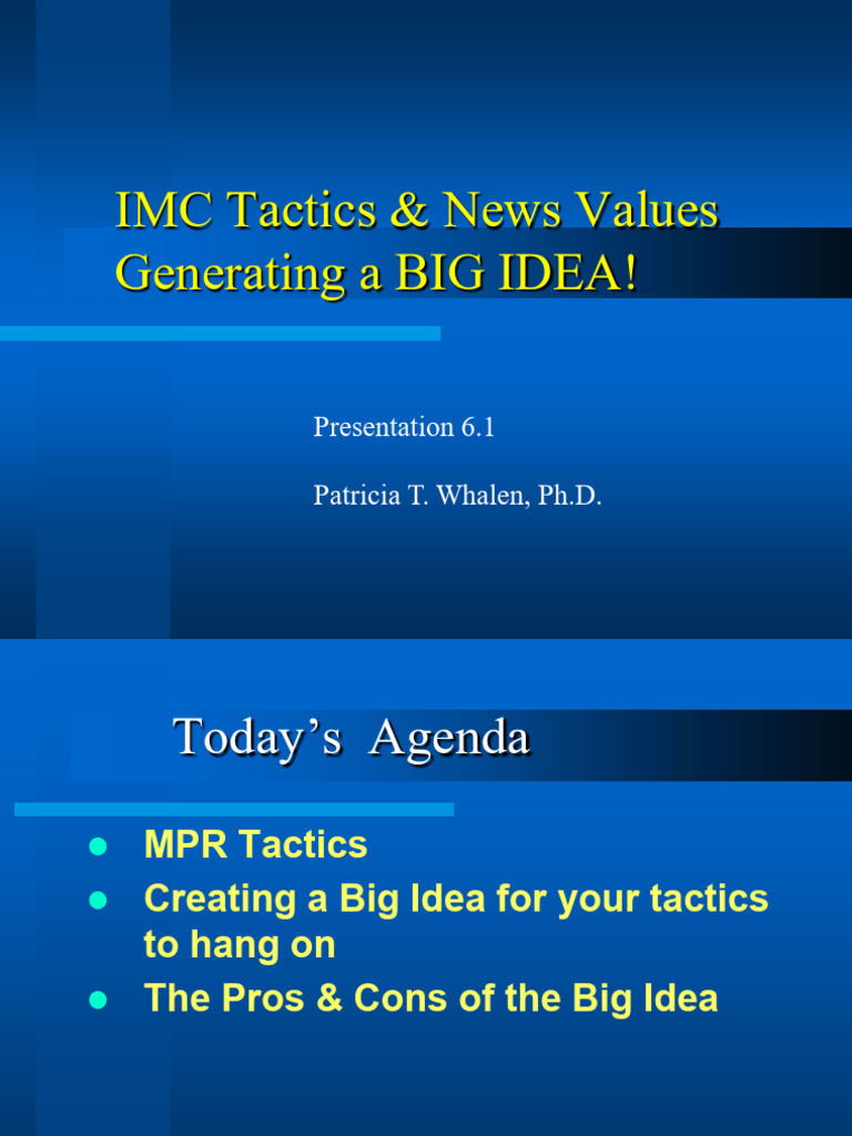 Presentation 6.1 On IMC Tactics and The Big Idea | PDF