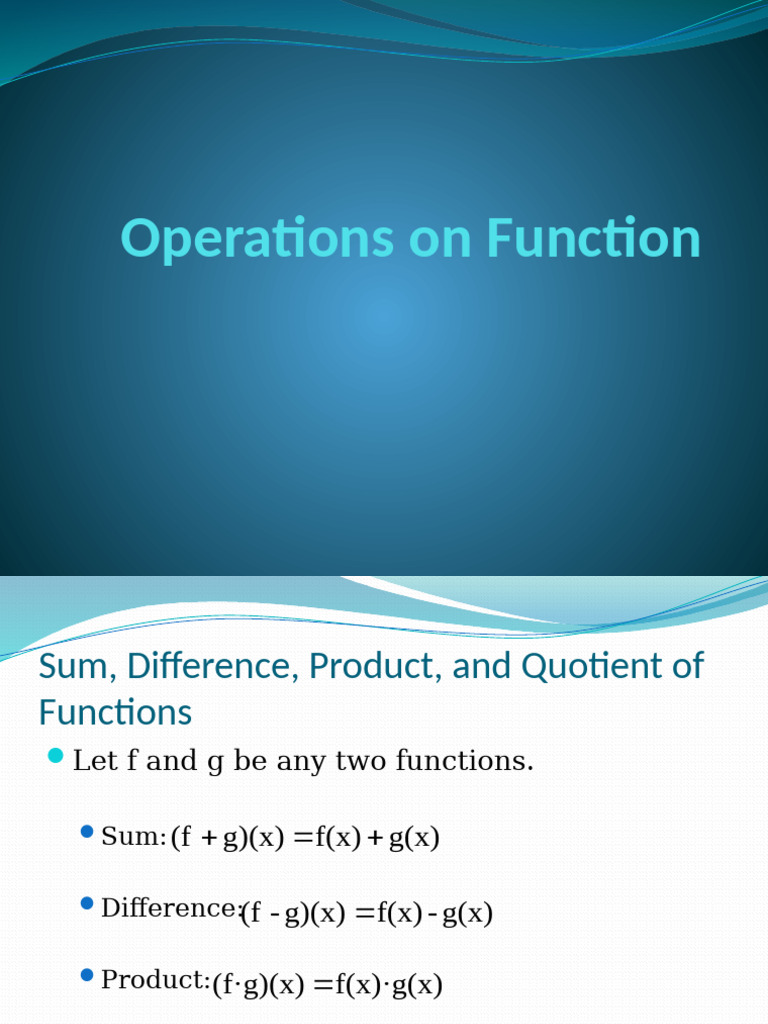 Operations on Function | PDF | Function (Mathematics) | Abstract Algebra