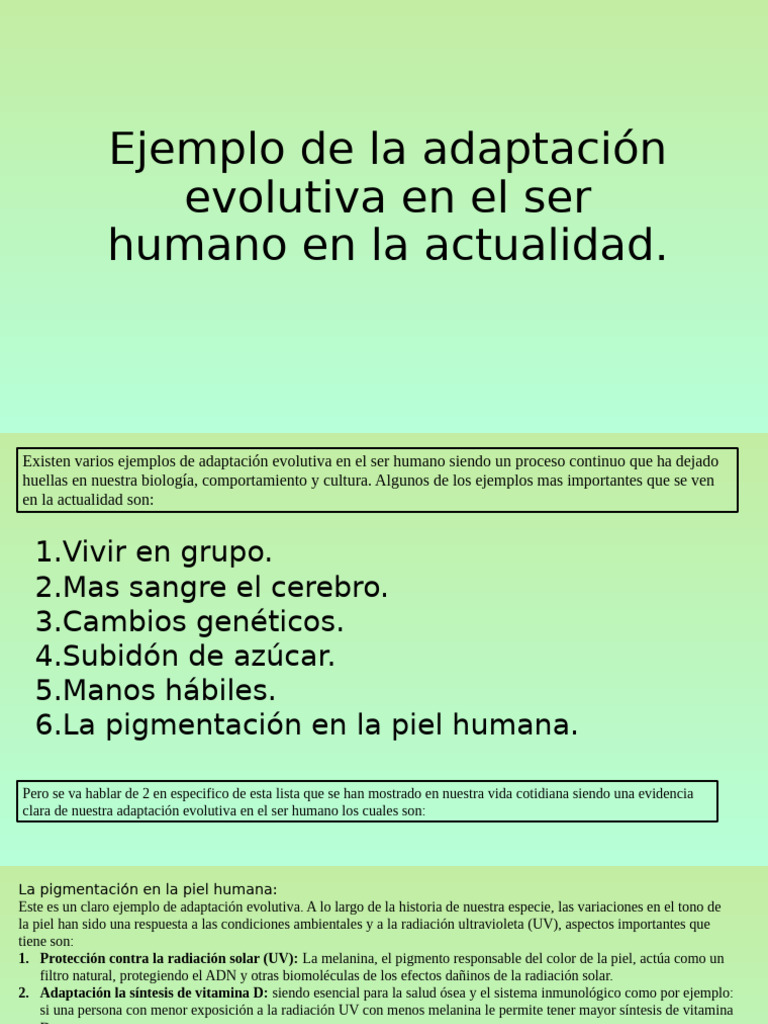 Ejemplo de la adaptación evolutiva en el ser | PDF | Color de piel ...