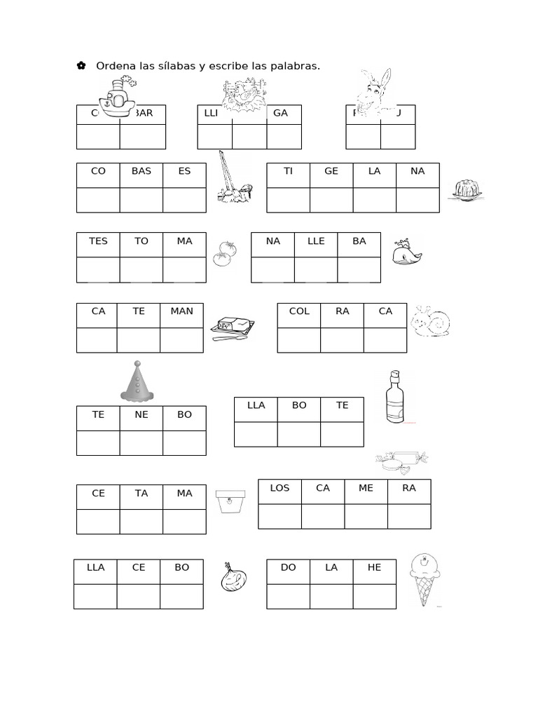 Ordena Las Sílabas y Escribe Las Palabras | PDF