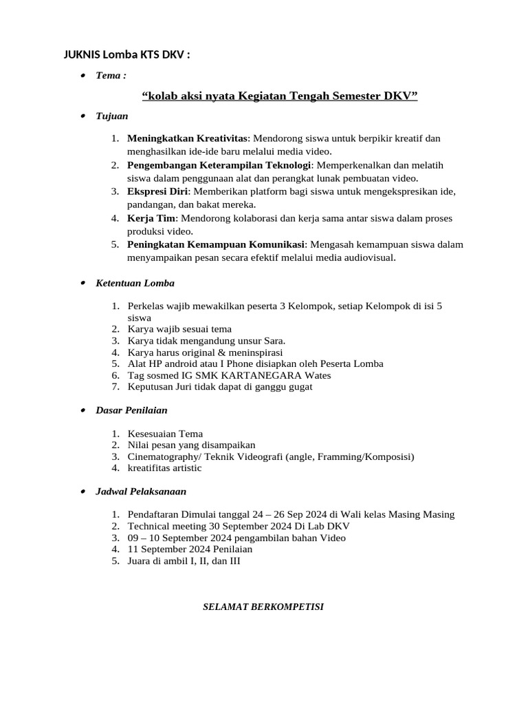 JUKNIS Lomba KTS DKV | PDF