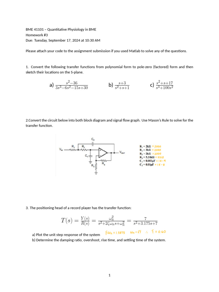 HW3 | PDF | Mathematical Relations | Control Theory