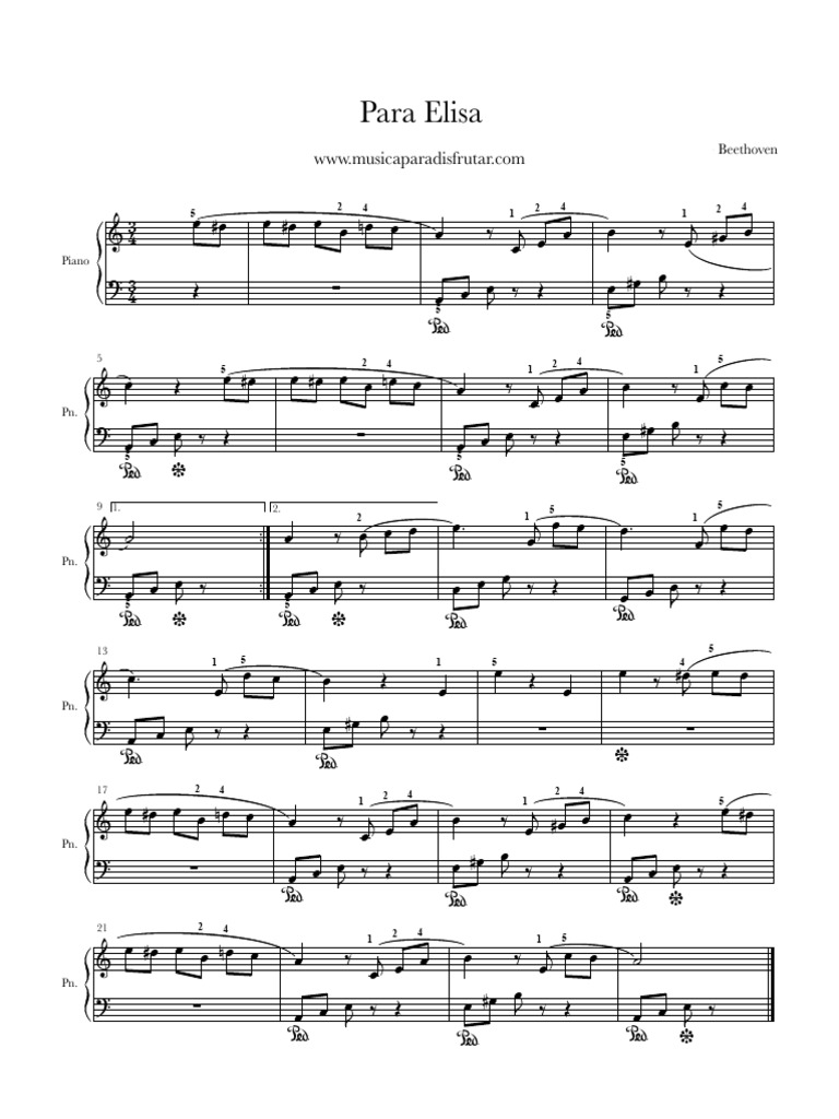 Partitura Piano - PARA ELISA - Beethoven | PDF