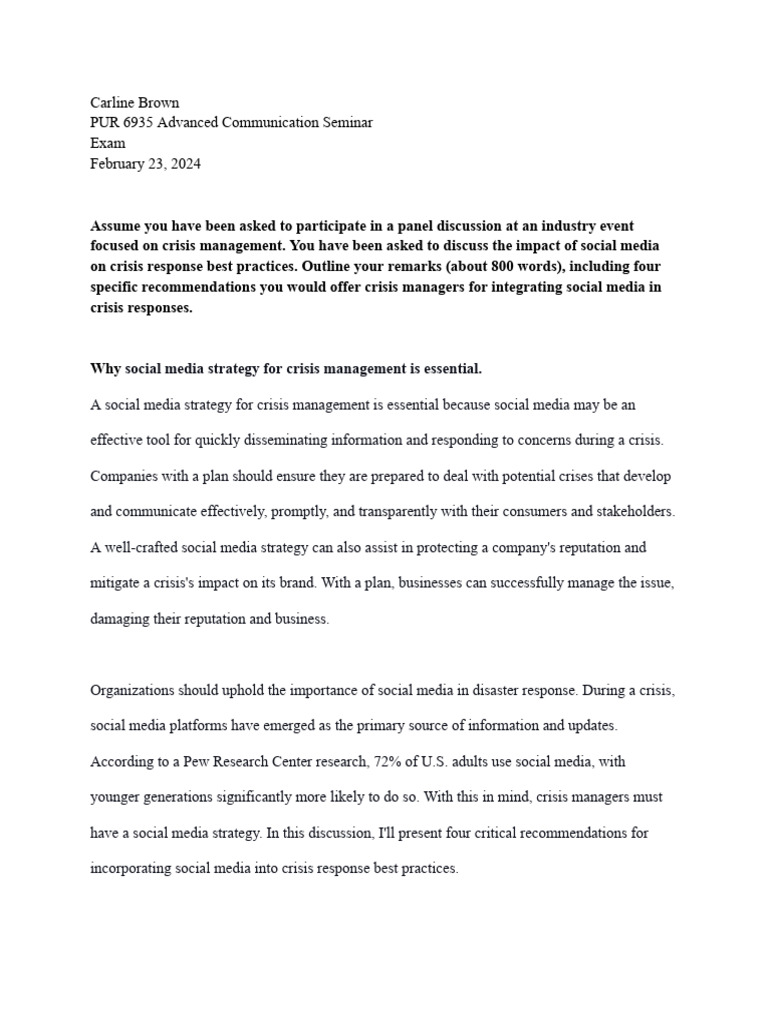 Social Media In Crisis Management Pdf Crisis Management Social Media