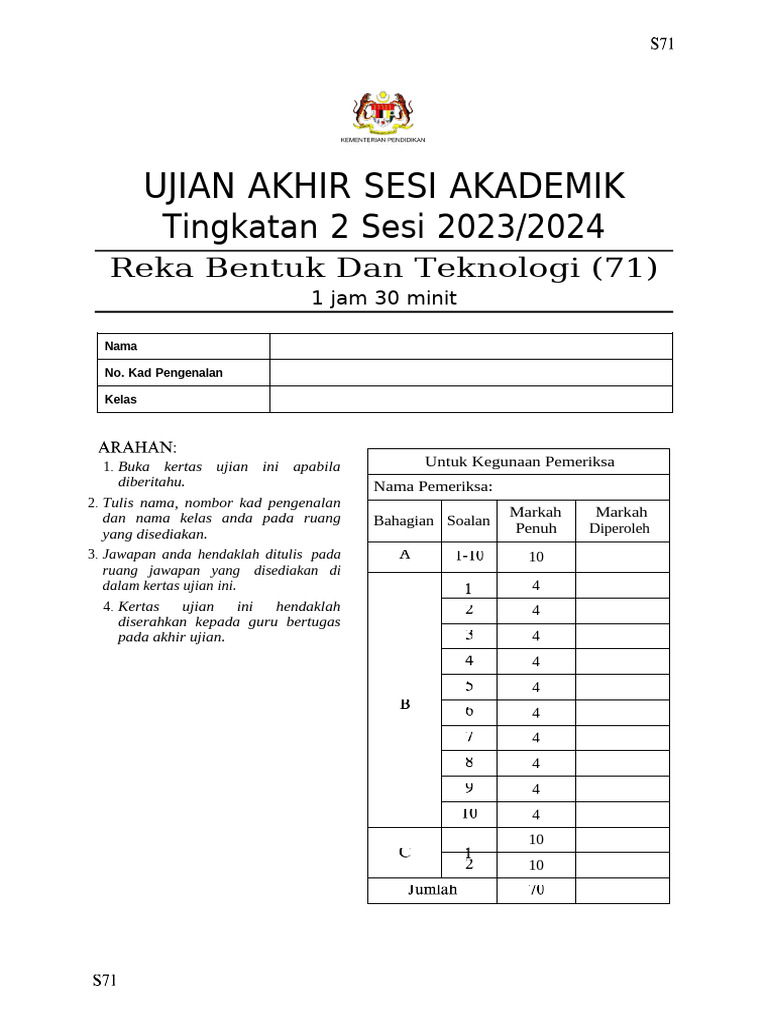 Uasa t2 RBT 2024 | PDF