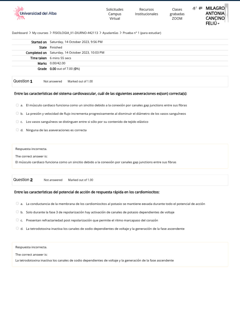 Prueba N° 1 (Para Estudiar) - Fisio2 Renal | PDF | Pulmón | Potencial de acción