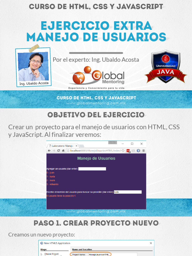 Proyecto de Manejo de Usuarios en JS | PDF | Desarrollo web | Programación de computadoras
