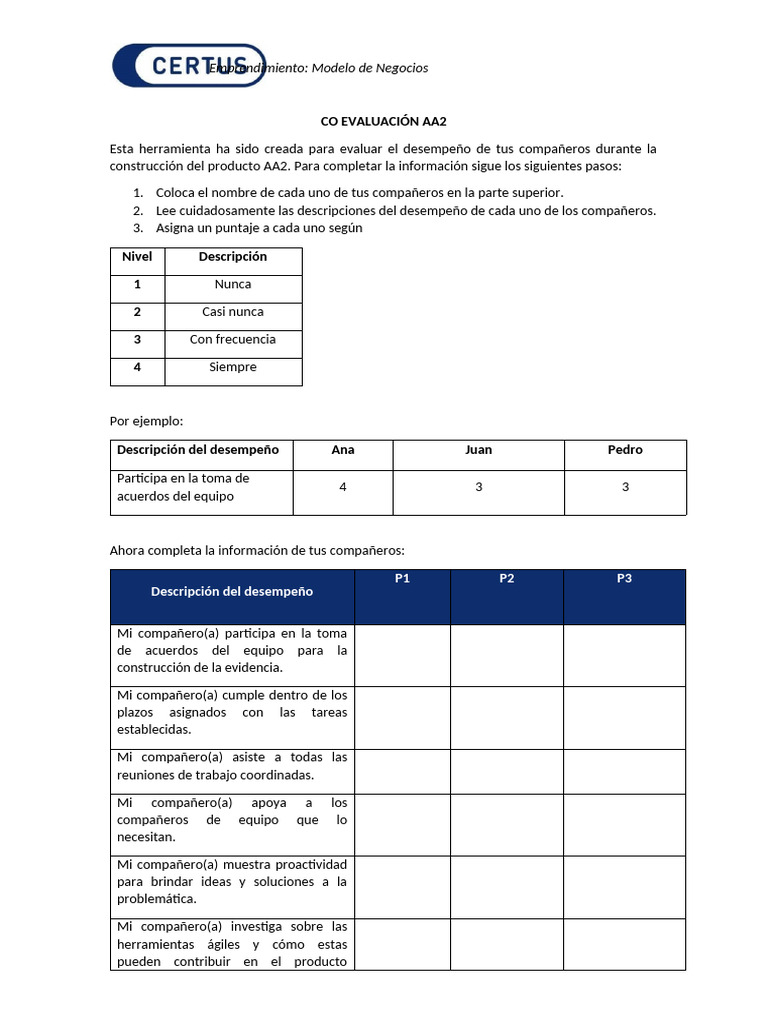 CoEvaluación AA2 | PDF