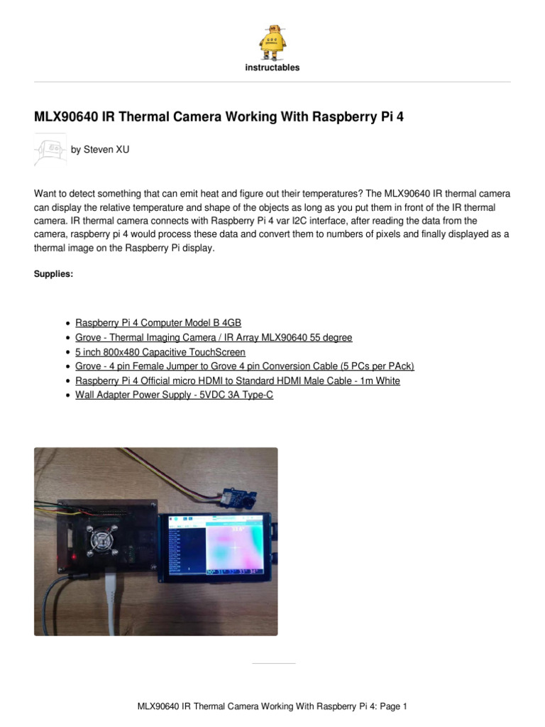 MLX90640 IR Thermal Camera Working With Raspberry | PDF | Raspberry Pi | Hdmi