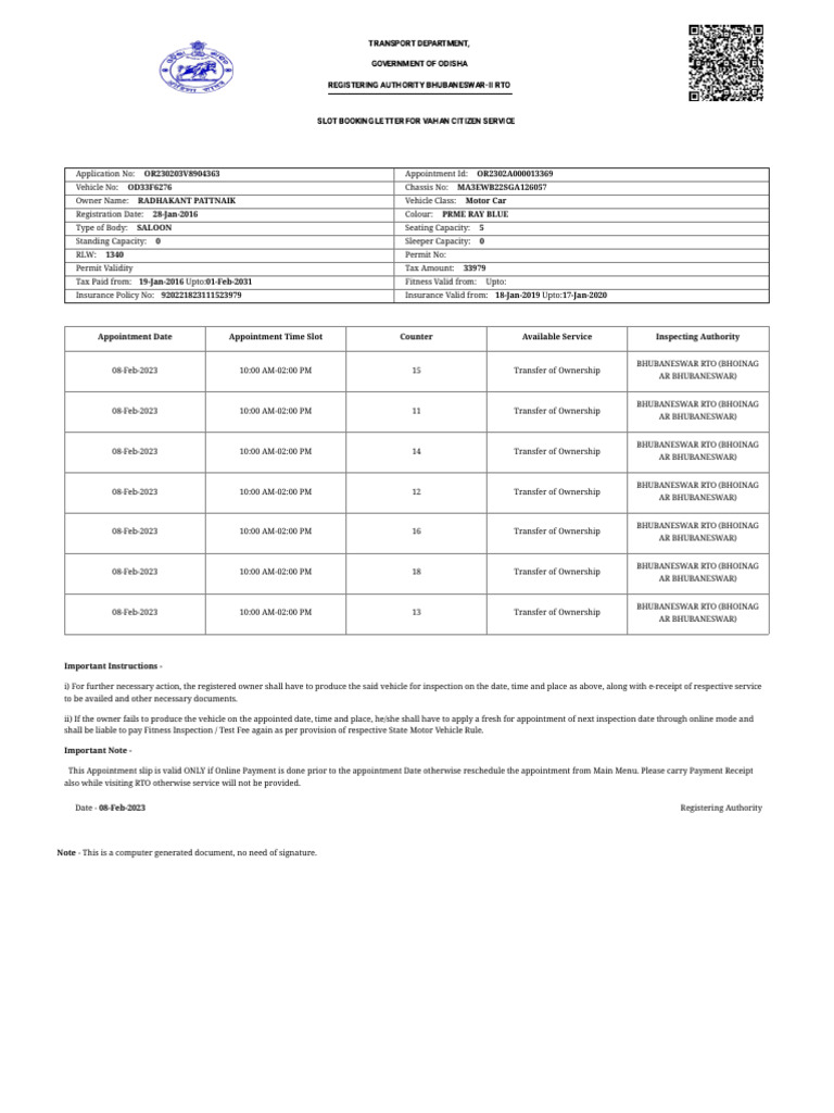 VAHAN 4.0 (Online Appointment) | PDF | Transport | Vehicles