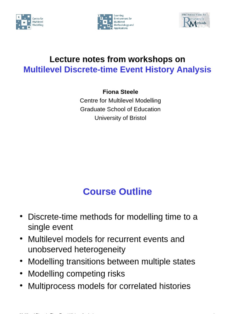 Multilevel Discrete Time Event History Analysis | PDF | Discrete Time ... Multilevel Discrete Time Event History Analysis | PDF | Discrete Time ...