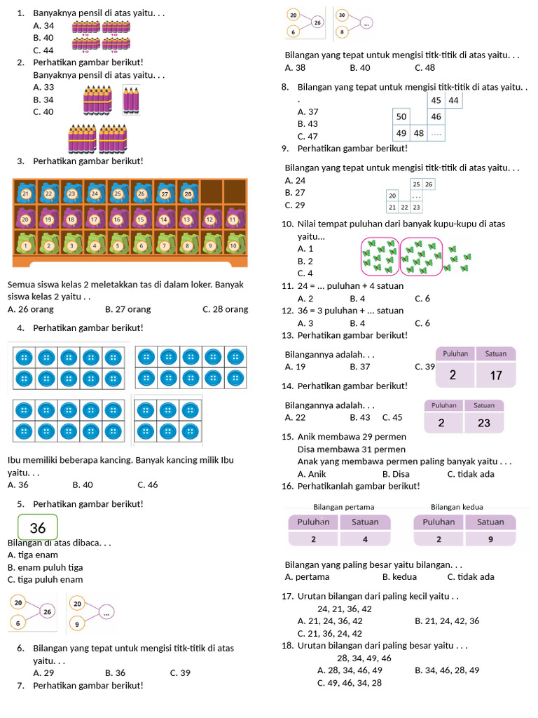 Soal Kelas 2 MTK | PDF