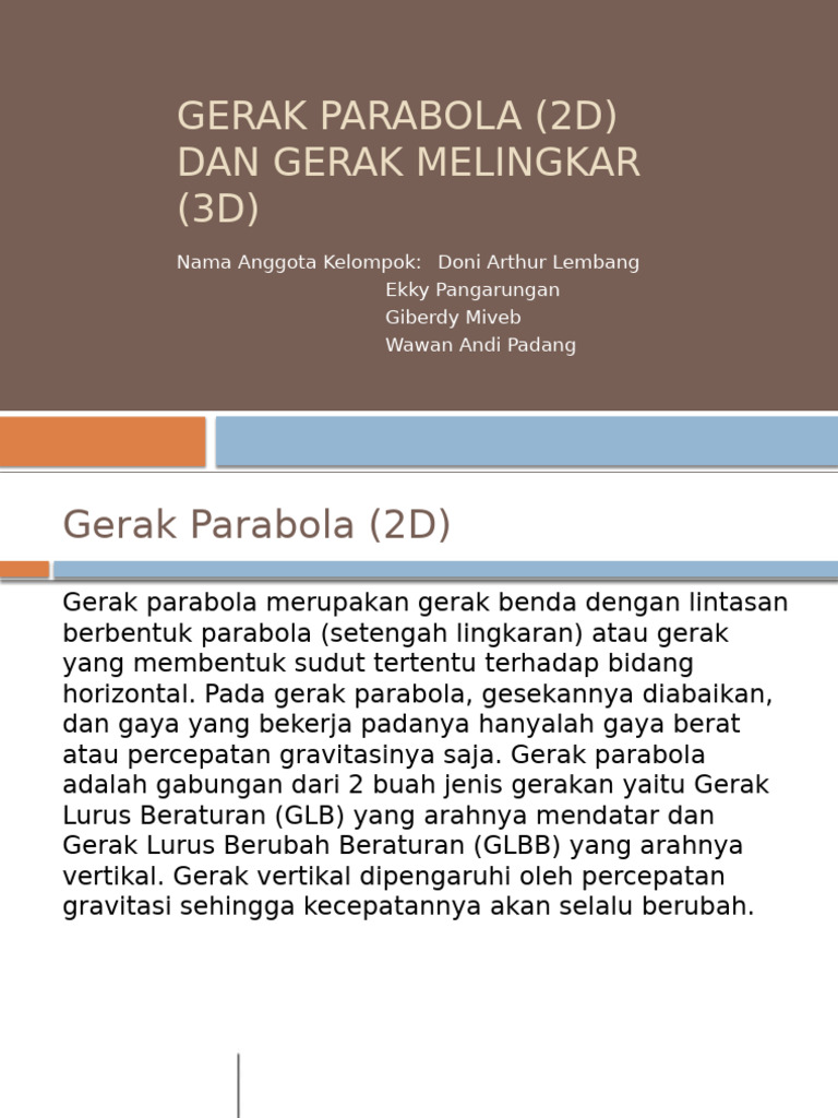 Gerak Parabola (2D) Dan Gerak Melingkar | PDF