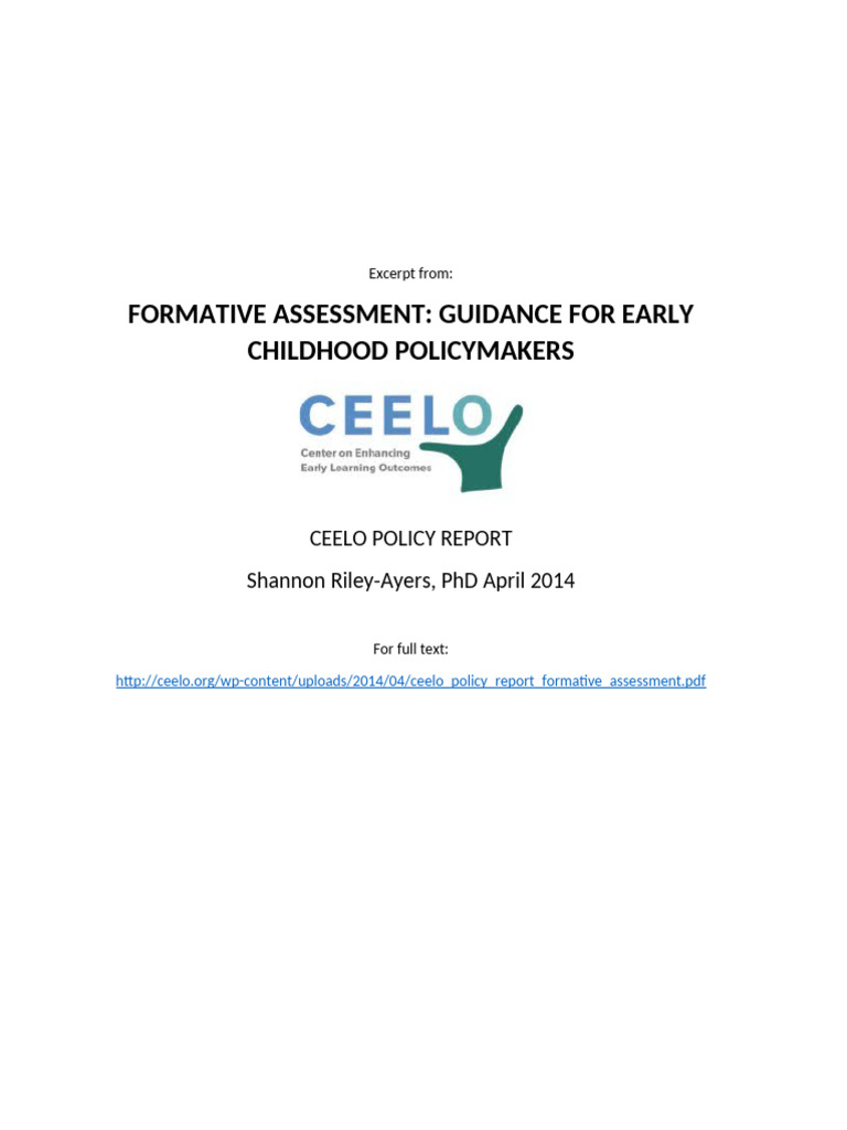 FORMATIVE ASSESSMENT for ECE | PDF | Educational Assessment | Education Theory