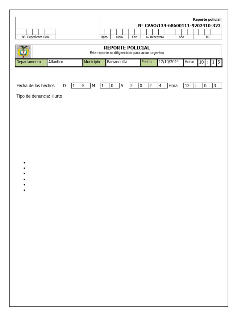 Reporte Policial | PDF