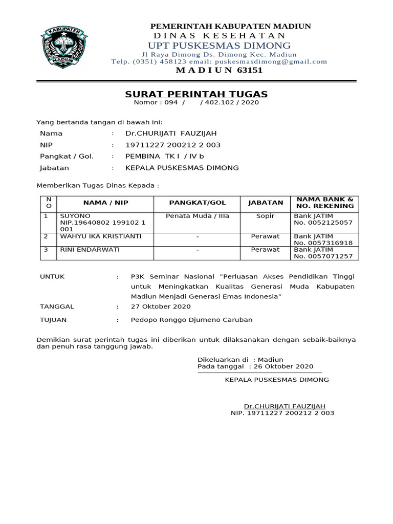 Contoh SPT P3K | PDF