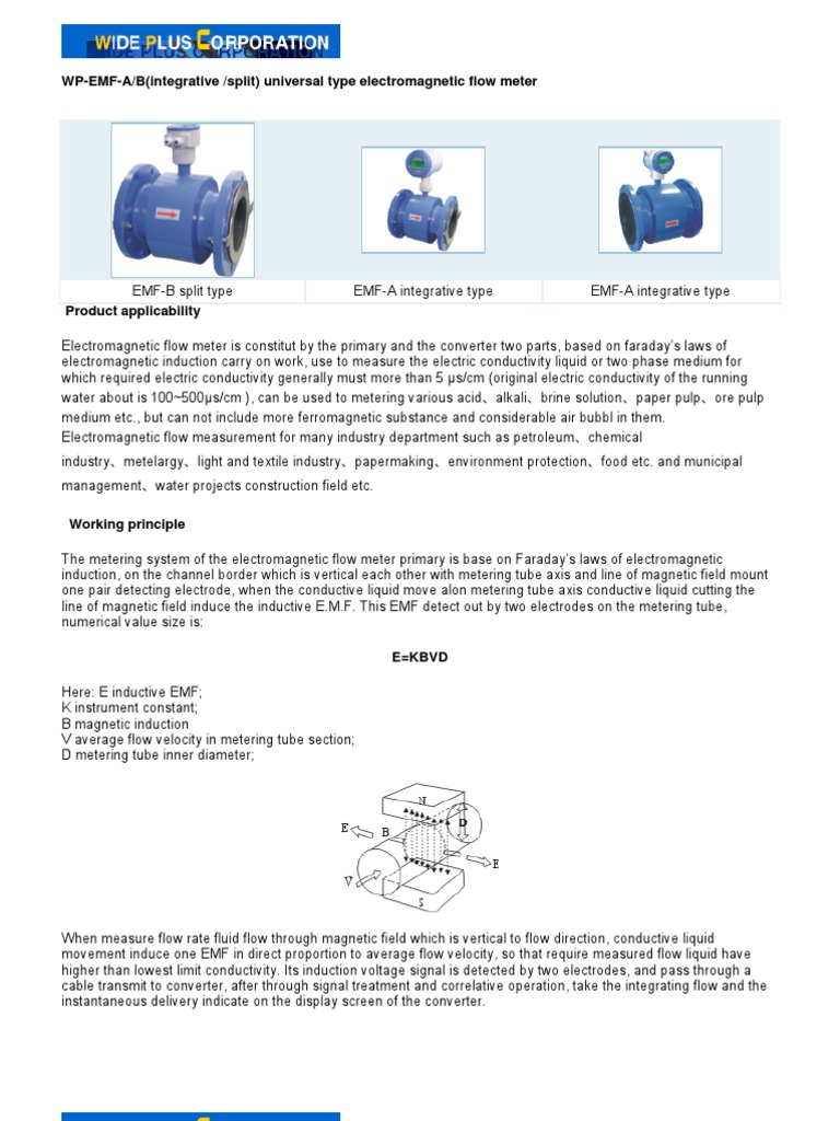 Electromagnetic Flow Meter Overview | PDF | Electromagnetic Induction ...