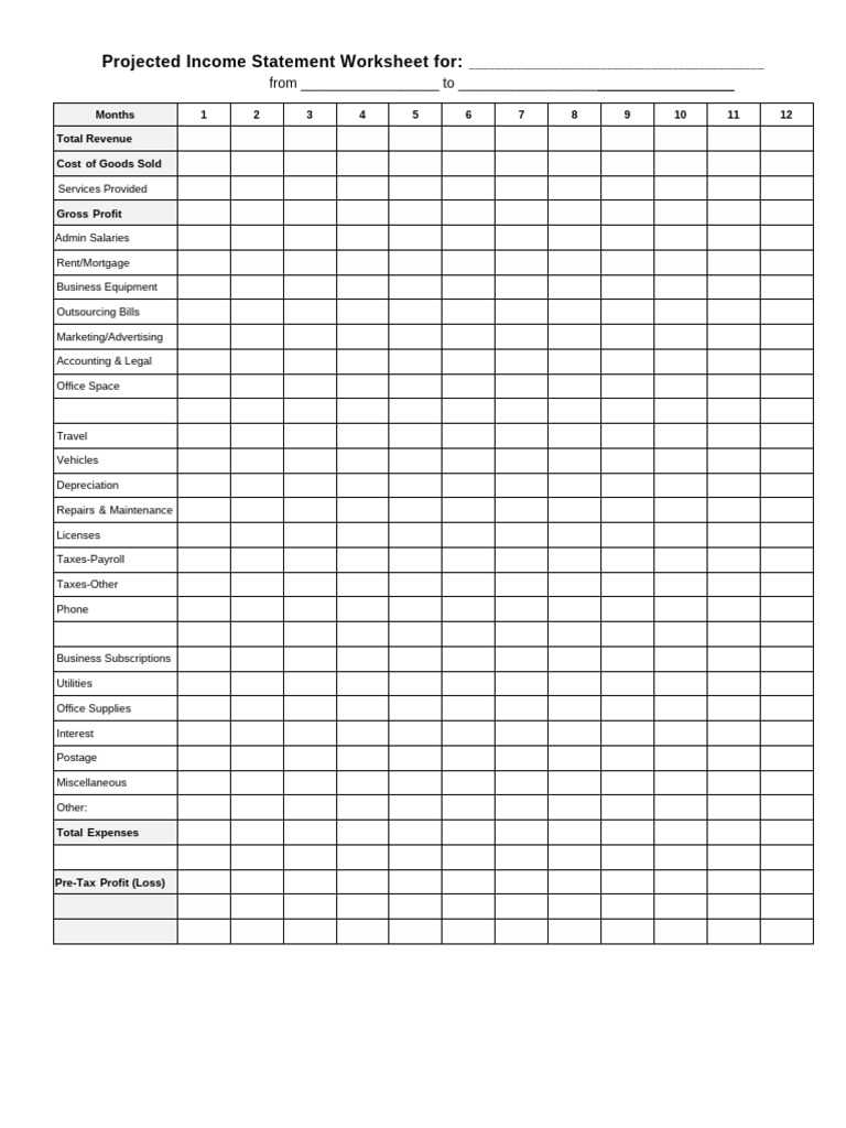 Projected Income Worksheet | PDF