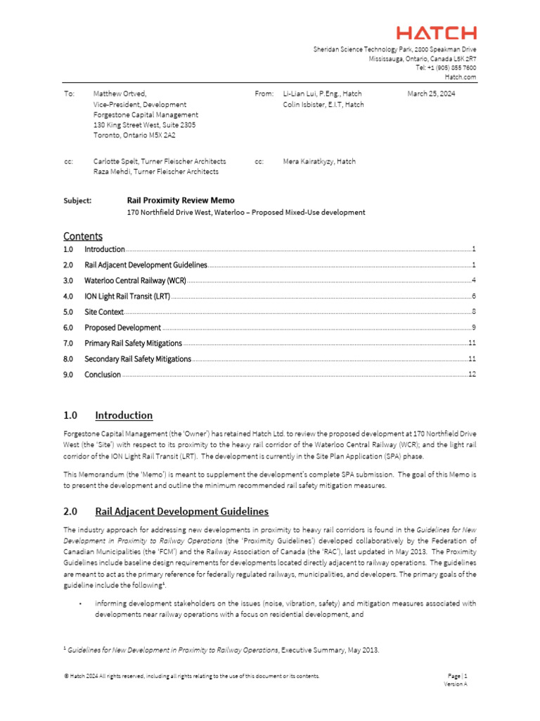 Rail Proximity Review for Waterloo Development | PDF | Rail Transport ...