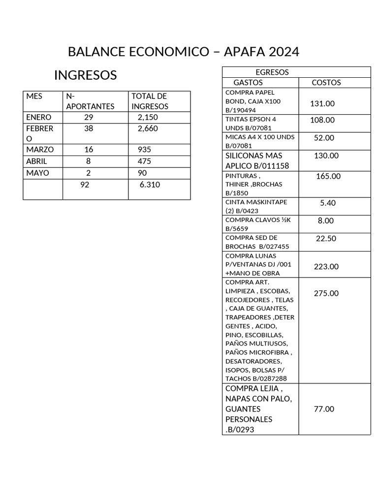 Balance Economico | PDF