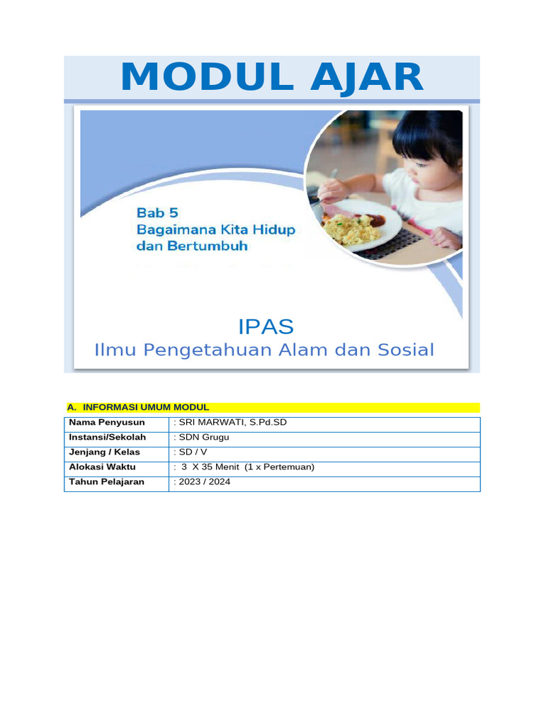 Modul Ajar - Sri Marwati | PDF