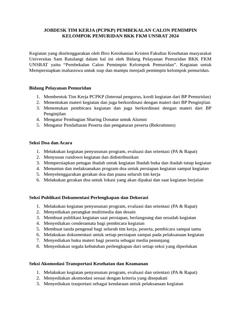 Jobdesc PCPKP 2024 Bppa | PDF