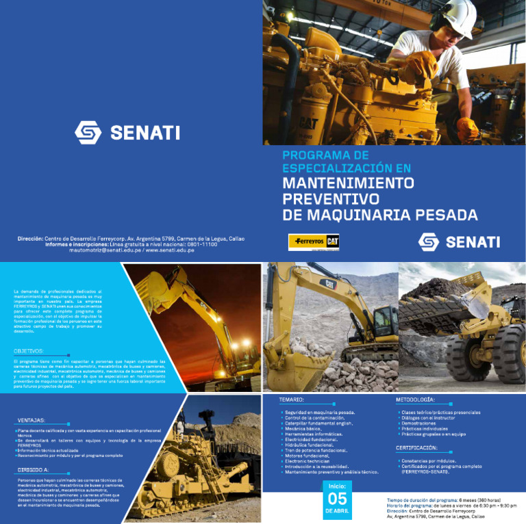 Brochure Mantenimiento Preventivo de Maquinaria Pesada | PDF