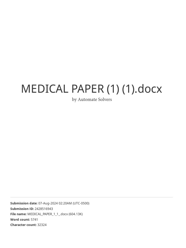 Medical Paper - Plag Report | PDF