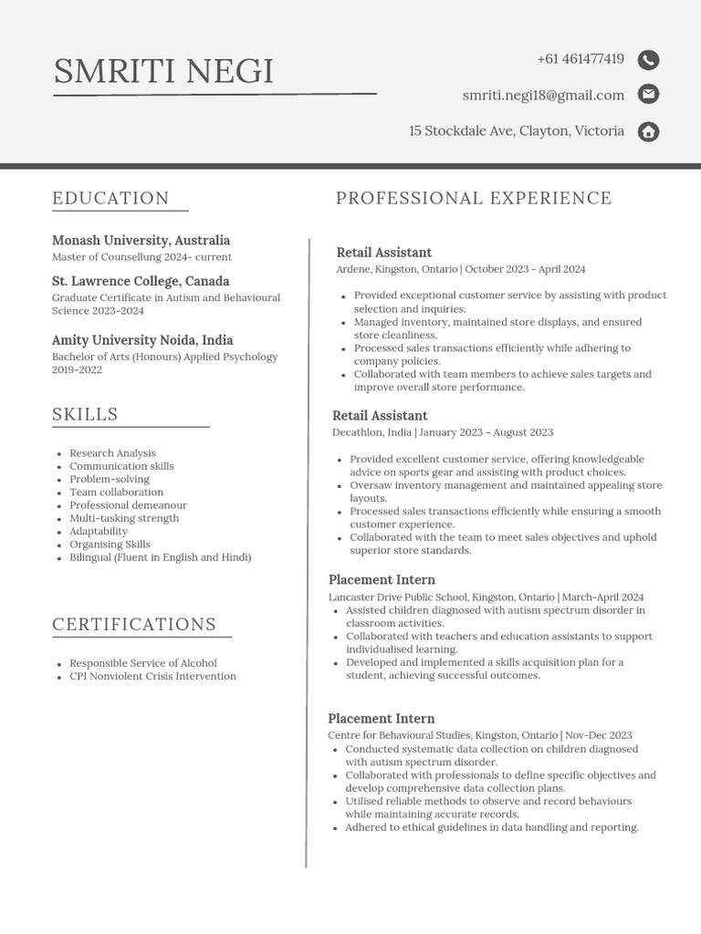 Gray and White Simple Clean Resume PDF | PDF