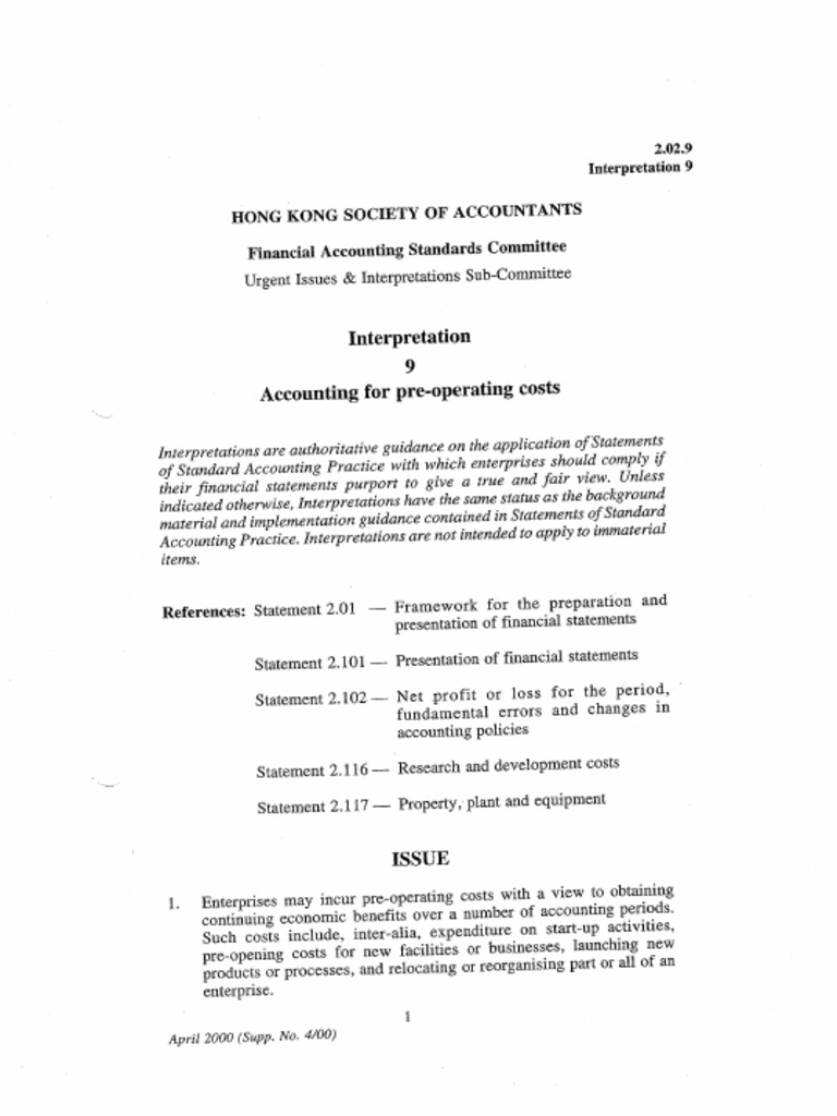 Accounting For Pre Operating Cost | PDF
