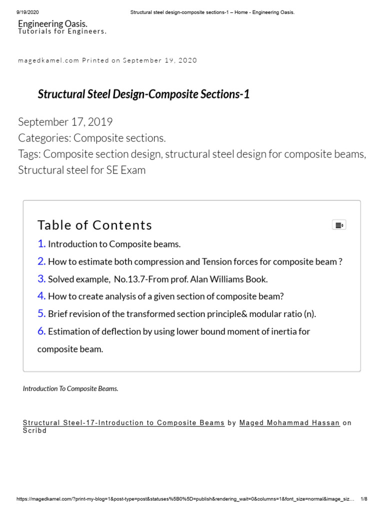 Structural Steel Design-Composite Sections-1 - Home - Engineering Oasis ...