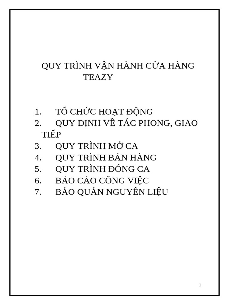 Quy Trình VHCH Teazy | PDF