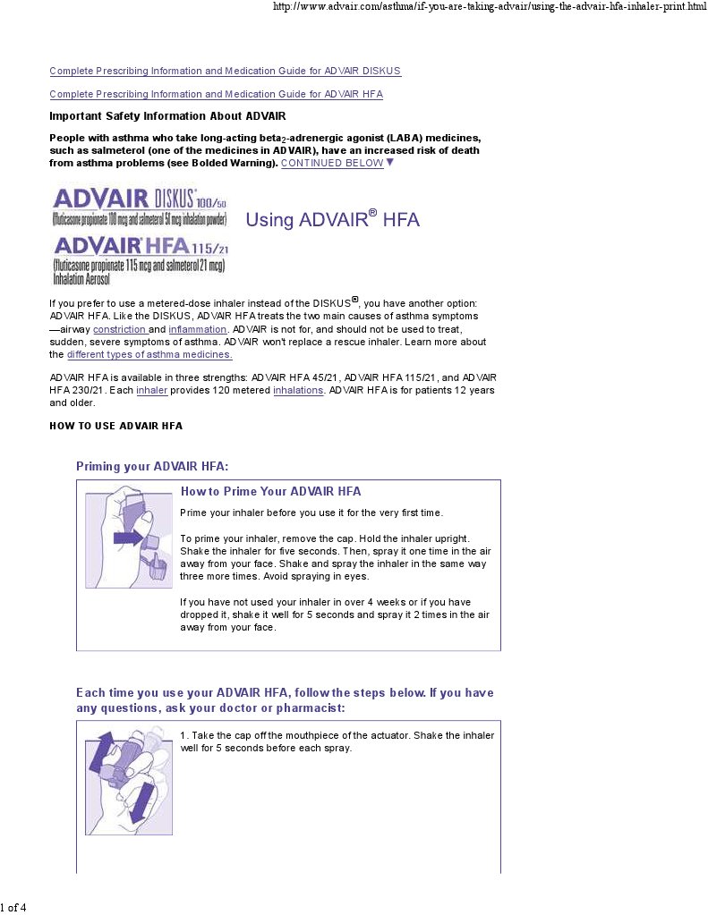 Using The ADVAIR HFA Inhaler | PDF | Asthma | Allergy
