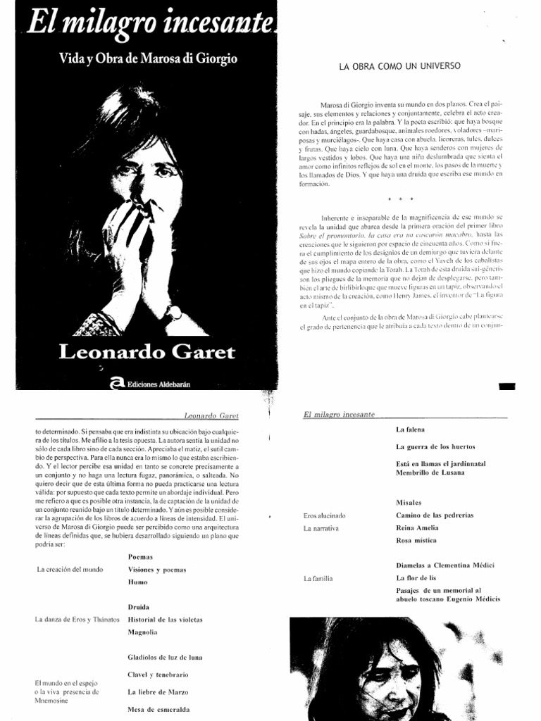 El+milagro+incesante +Vida+y+obra+de+Marosa+di+Giorgio+-+Leonardo+Garet ...