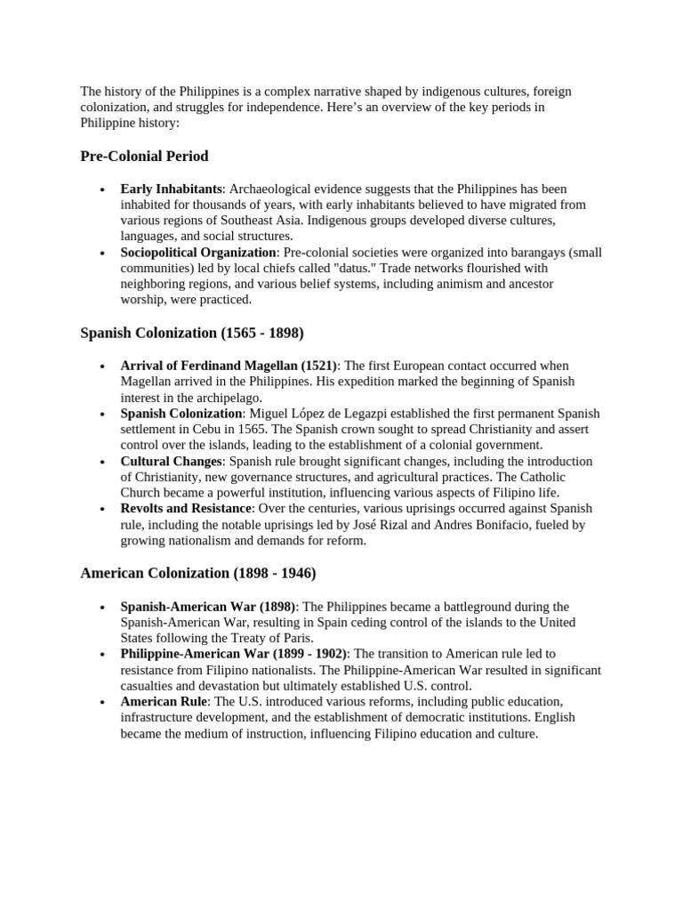 Key Periods in Philippine History | PDF | Philippines | Spanish Empire