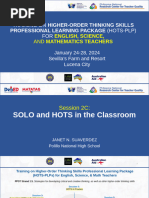 S2C - SD With Notes - SOLO and HOTS in The Classroom | PDF | Learning ...