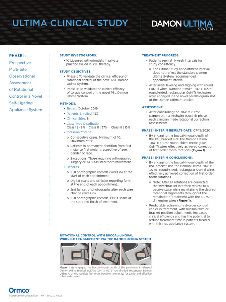 Damon Ultima Clinical Study | PDF | Clinical Trial | Orthodontics