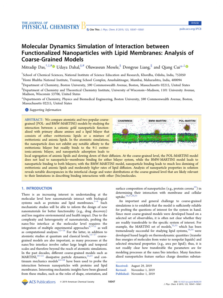 2019 Molecular Dynamics Simulation of Interaction Between Functionalized Nanoparticles With ...