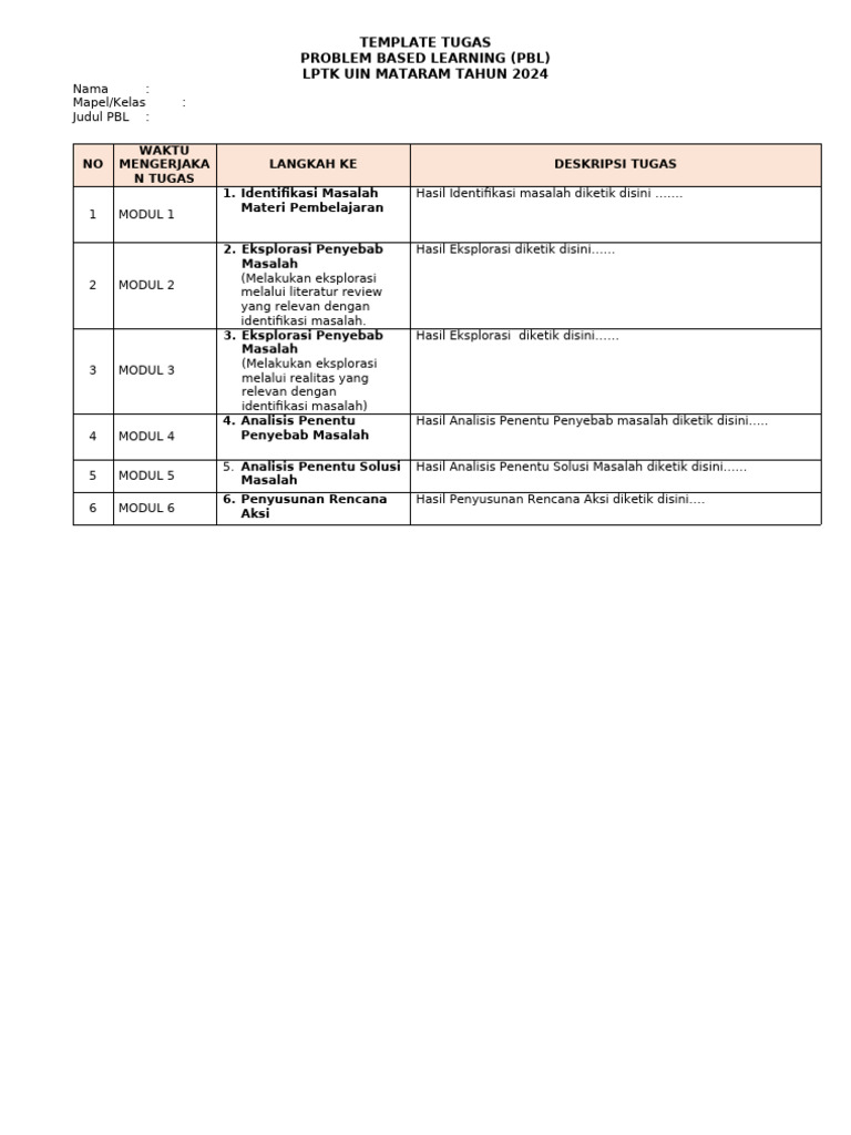 Template PBL 2024 | PDF