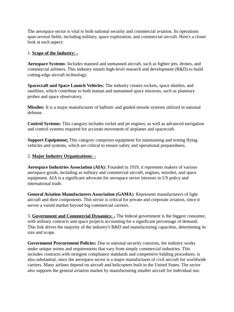 Aerospace Industry Overview | PDF | Aerospace | Aircraft
