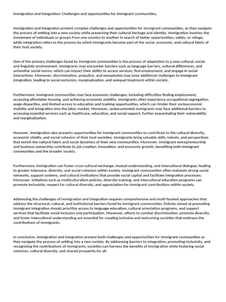 Immigration and integration | PDF | Immigration | Multiculturalism