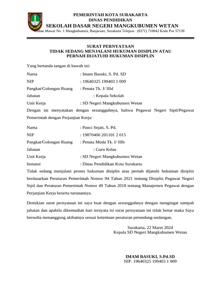 SURAT PERNYATAAN & rekom | PDF