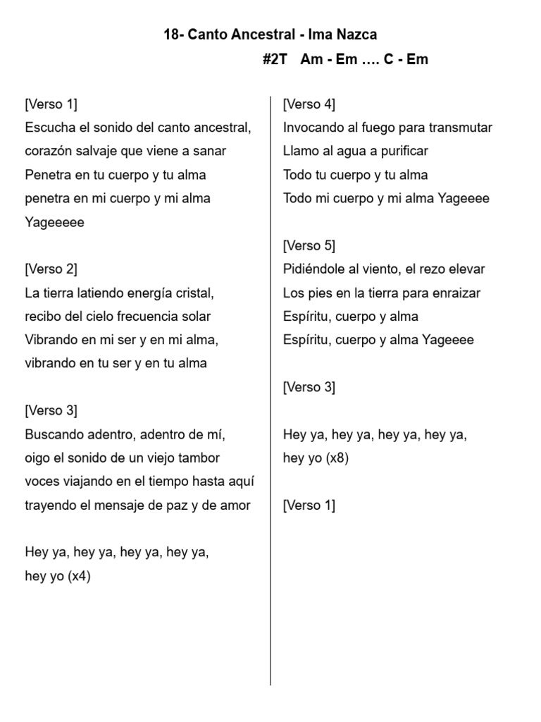 18- Canto Ancestral - Ima Nazca | PDF