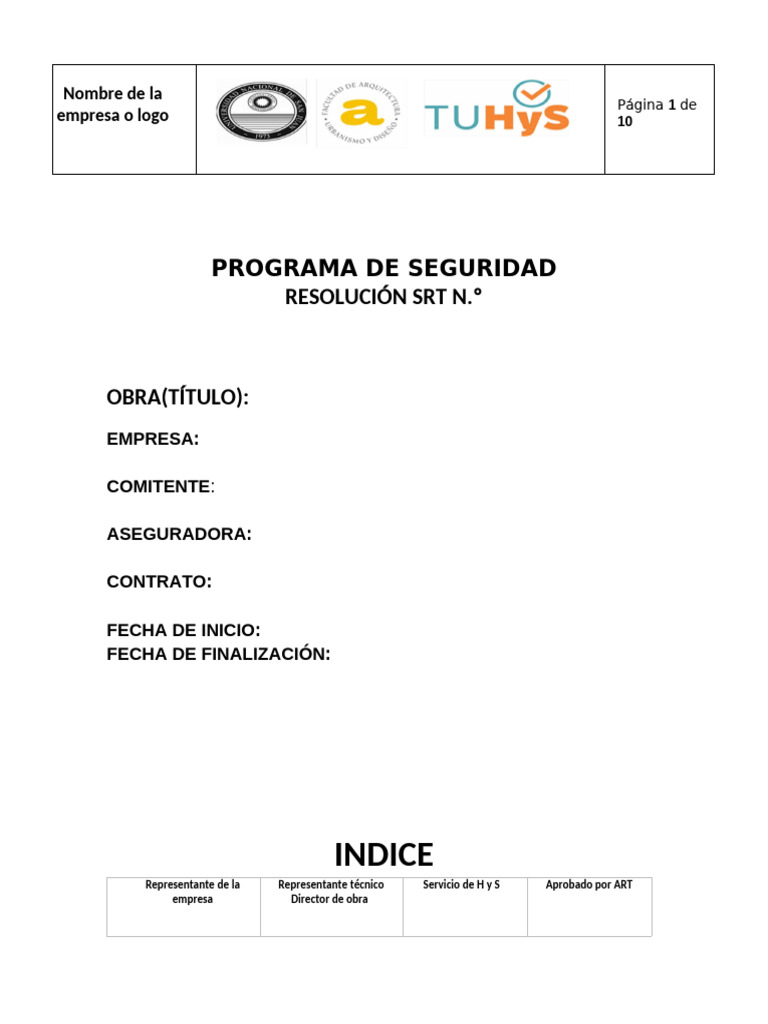 Programa de Seguridad-Modelo Papg | PDF | Seguridad y salud ocupacional
