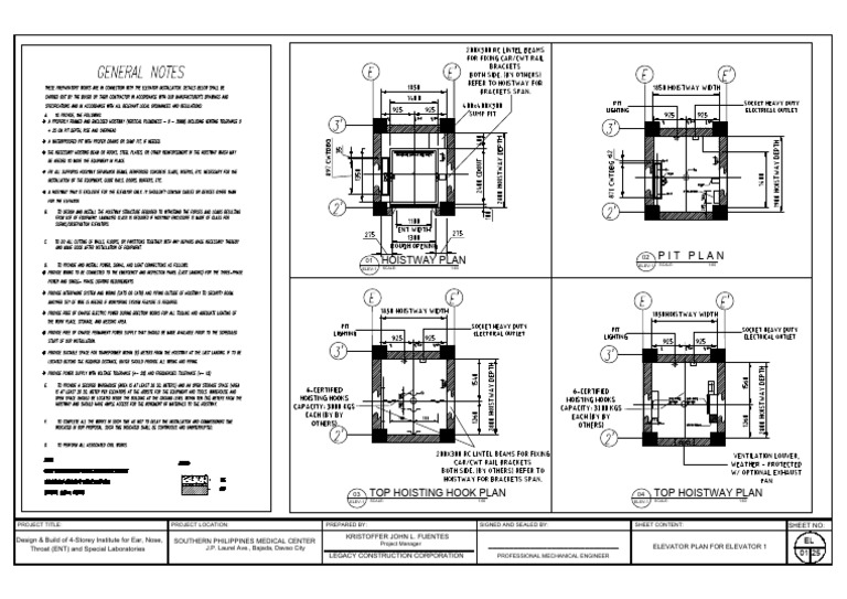 Hoistway Plan for Elevator Design | PDF