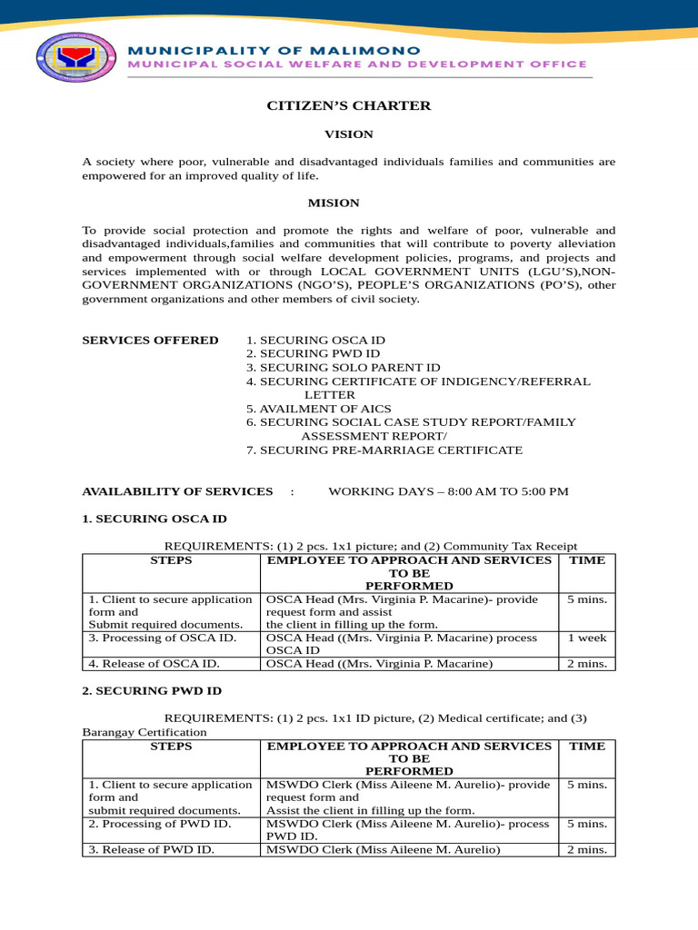 Citizen's Charter | PDF