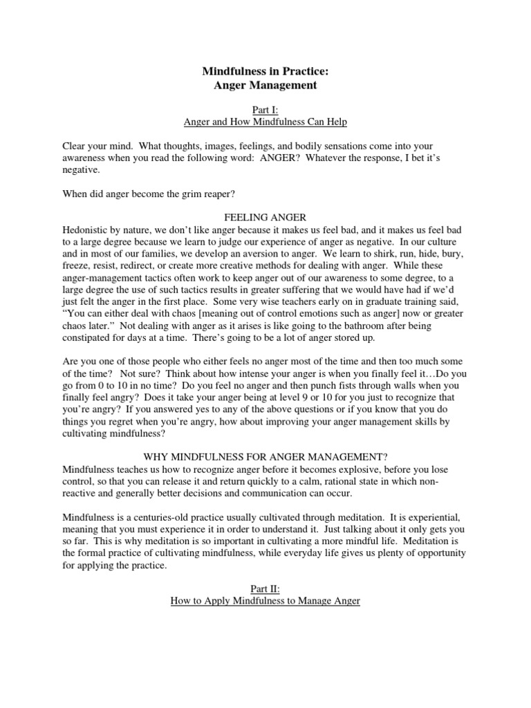 Mindfulness in Practice: Anger Management | PDF | Anger | Mindfulness