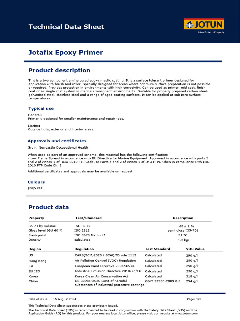 TDS 35982 Jotafix Epoxy Primer Euk GB | PDF | Epoxy | Abrasive