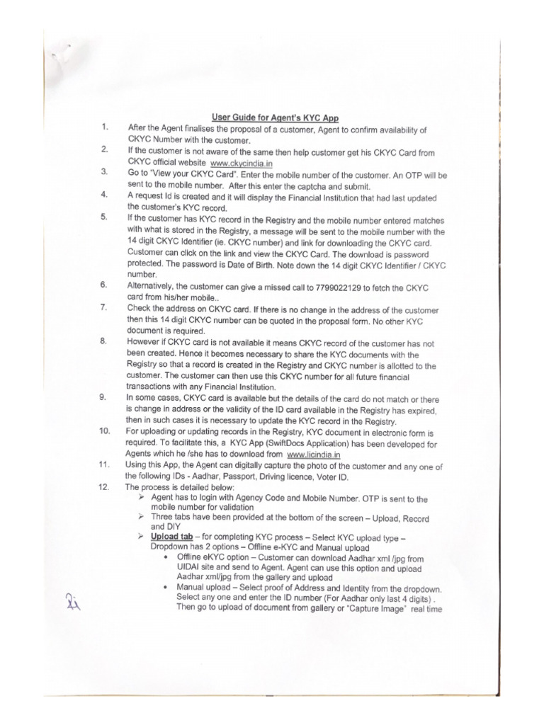 CKYC User Guide For Agents | PDF