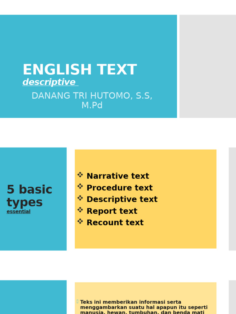 DESCRIPTIVE TEXT | PDF | Adjective | Verb